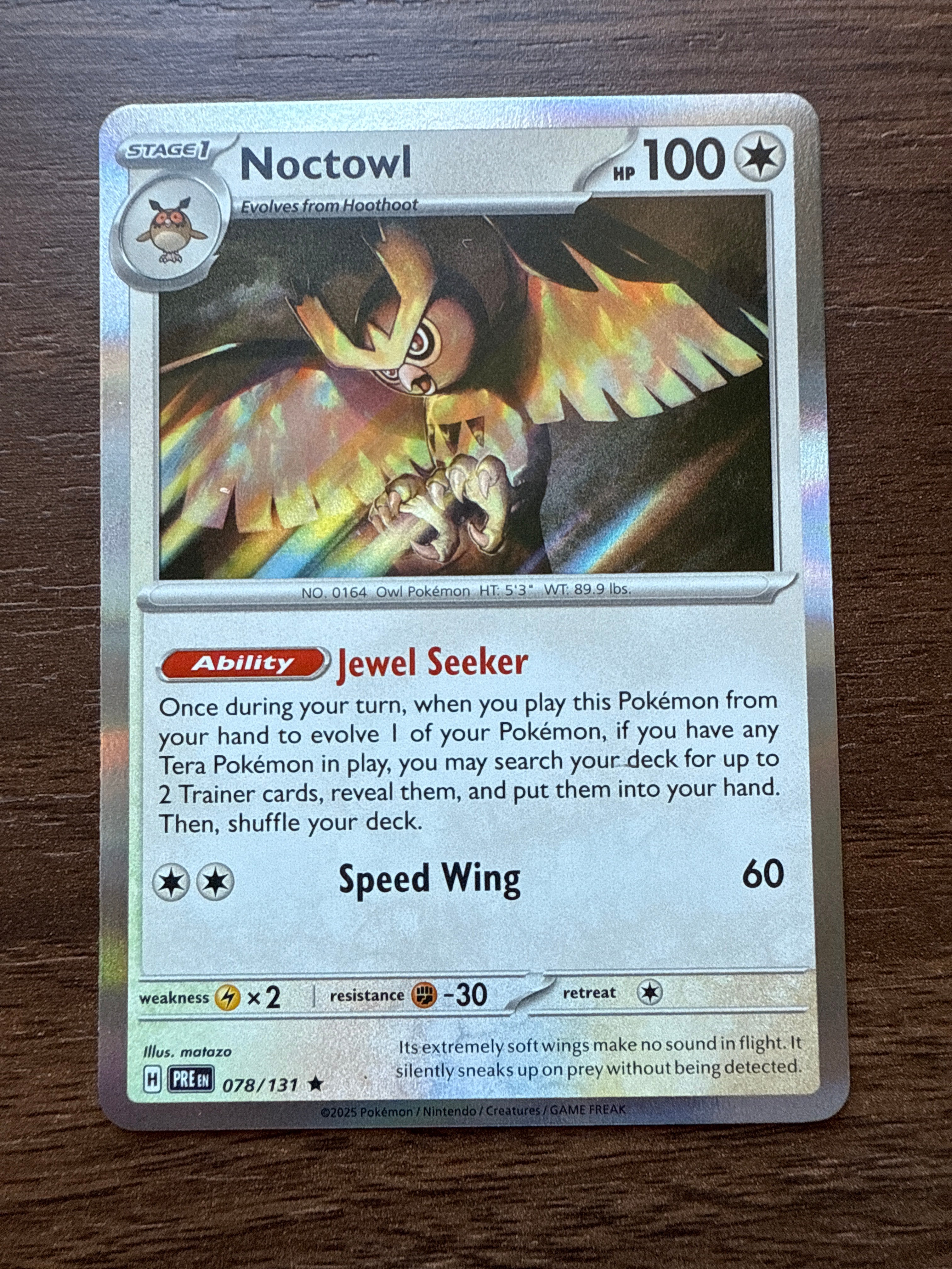 Noctowl Holo Card | Pokemon Prismatic Evolutions | 078/131 – The Card Table